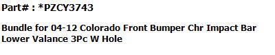 FOR 04-11 CHEVY COLORADO FRONT BUMPER LO APRON FOG LIGHT 6 | eBay