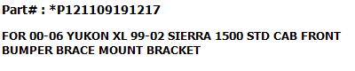 For 00-06 CHEVY TAHOE YUKON DENALI FRONT BUMPER IMPACT BAR BRACKET OUT ...